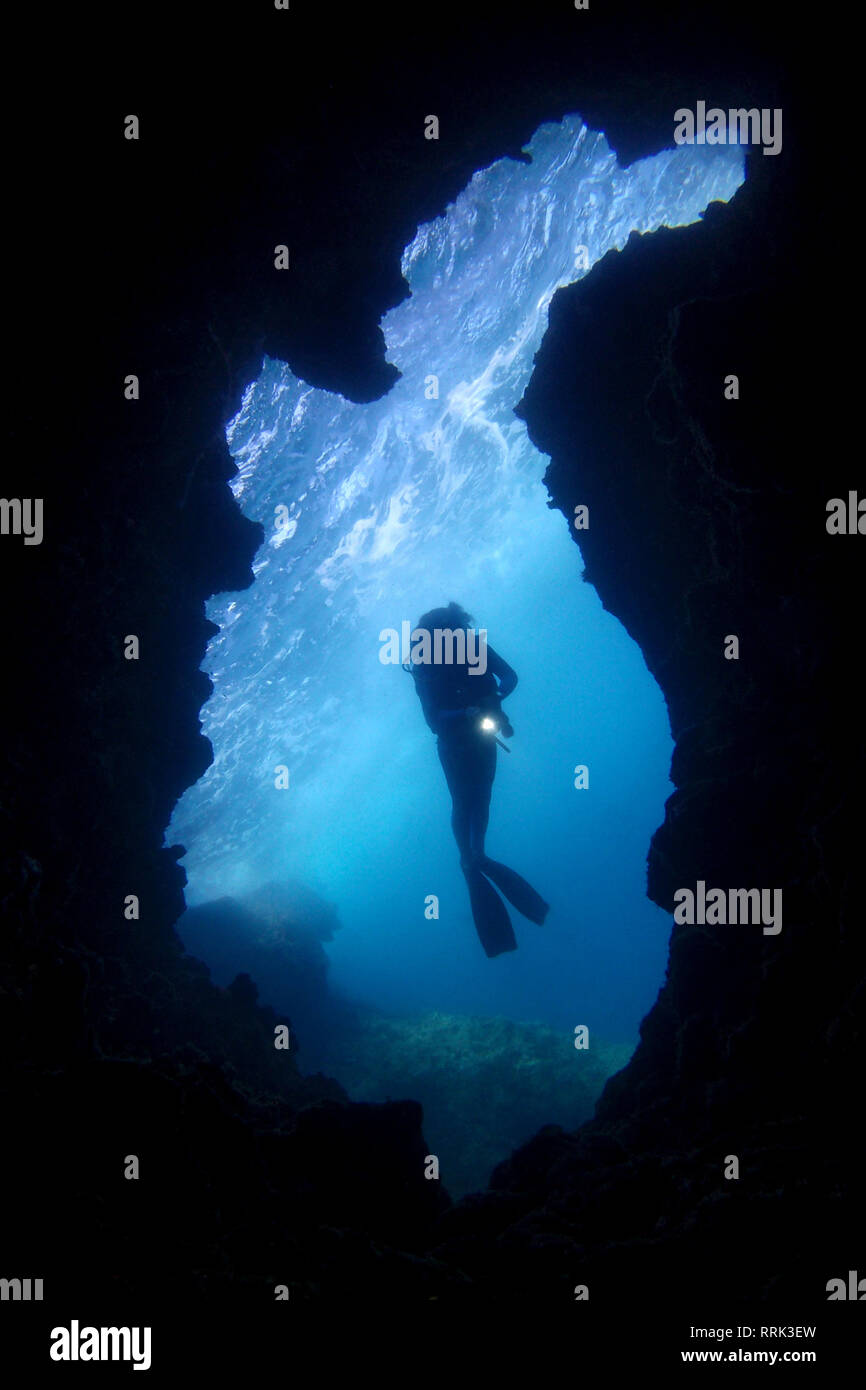 scuba diving, cave Stock Photo - Alamy