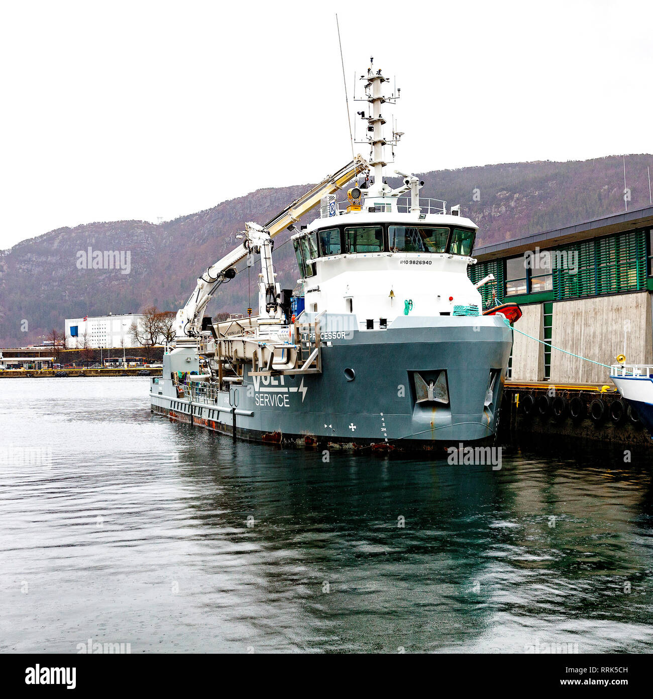 Utility vessel Volt Processor in the port of Bergen, Norway Stock Photo ...