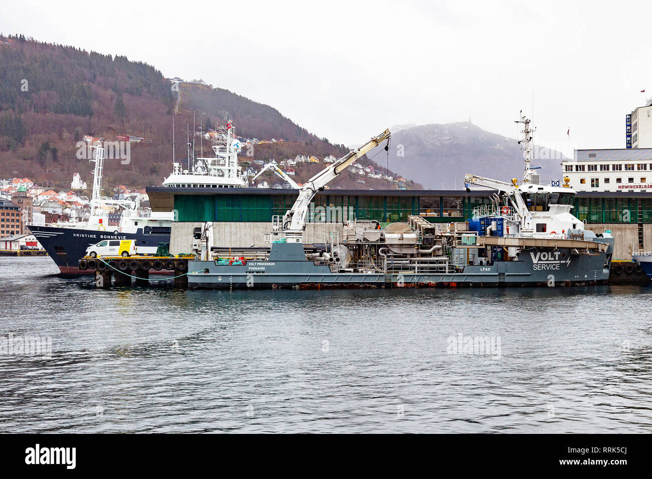Utility vessel Volt Processor in the port of Bergen, Norway Stock Photo ...