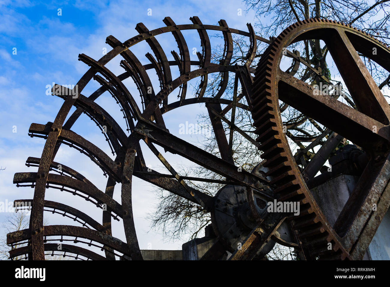 Water wheel made of metal and wood in use, carries water Stock Photo ...
