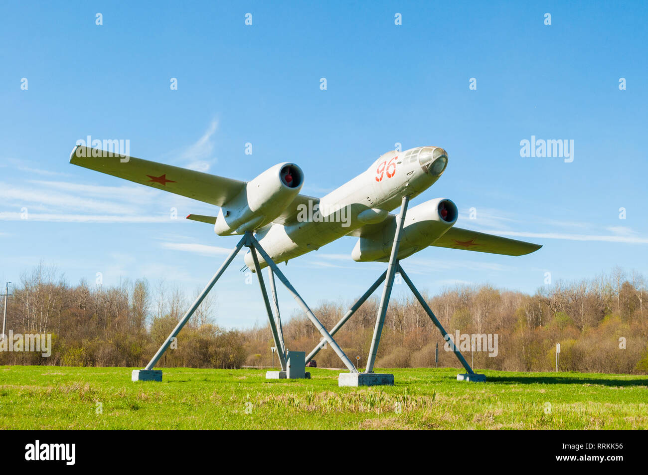 Veliky Novgorod, Russia - May 6, 2018. Monument to IL-28 - the first ...