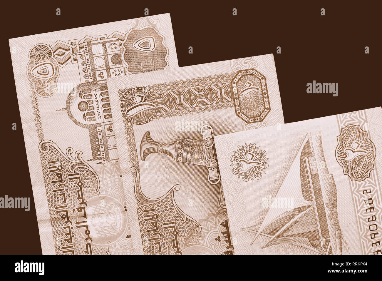 UAE dirham currency background close up. Brown color toned Stock Photo ...