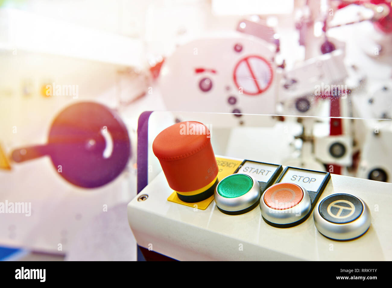 Control panel with buttons for switching industrial equipment Stock ...