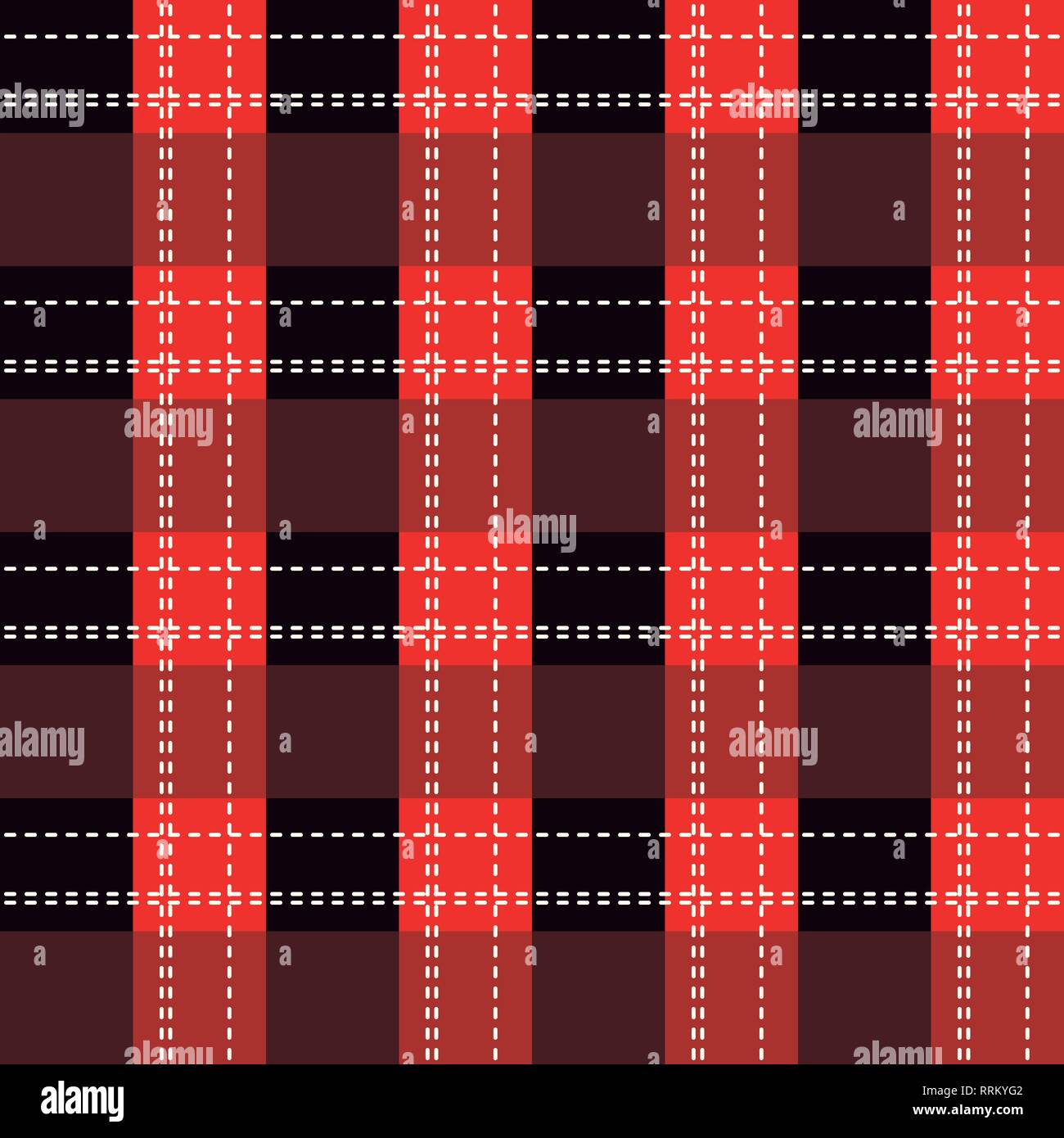 Seamless plaid pattern in black, red and white stripes. Checkered ...