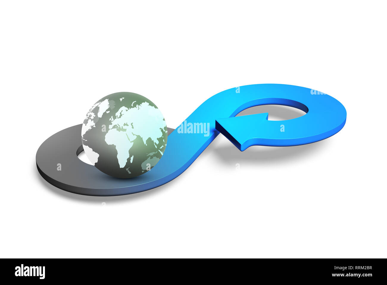 Circular economy concept. Arrow infinity symbol with the globe ...