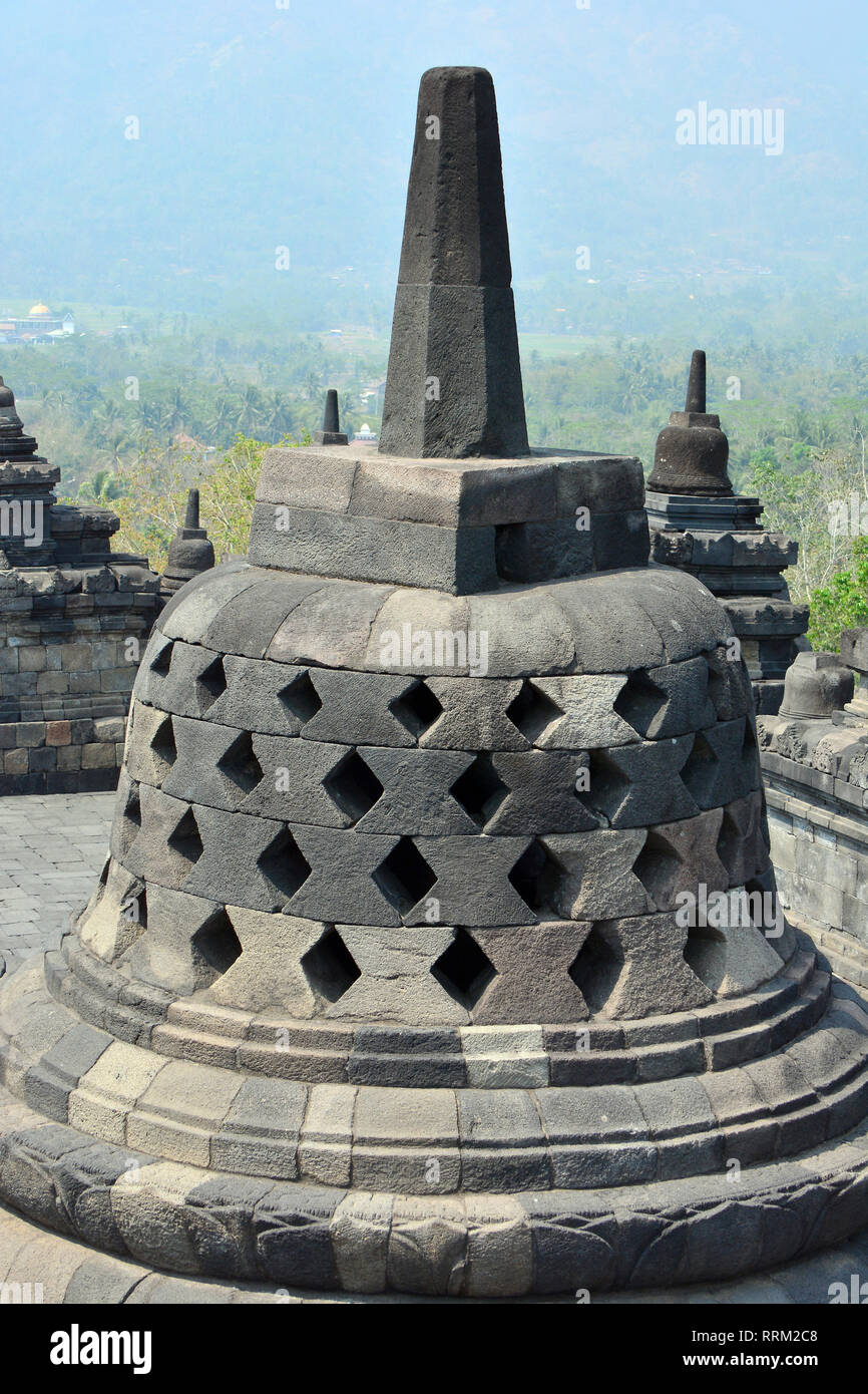 Mahayana Buddhist Temple (9th century), Borobudur, Central Java ...