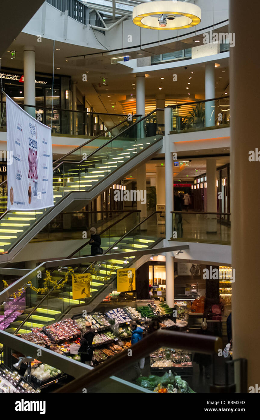 Vienna, Austria - January 20, 2014: Shopping malls and shelves in the ...