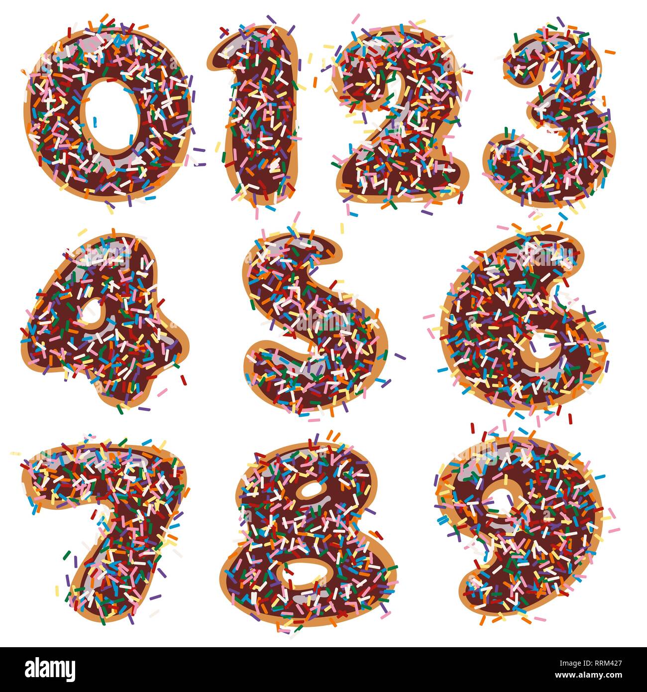 Chocolate donut decorated in numbers shape Stock Vector Image & Art - Alamy