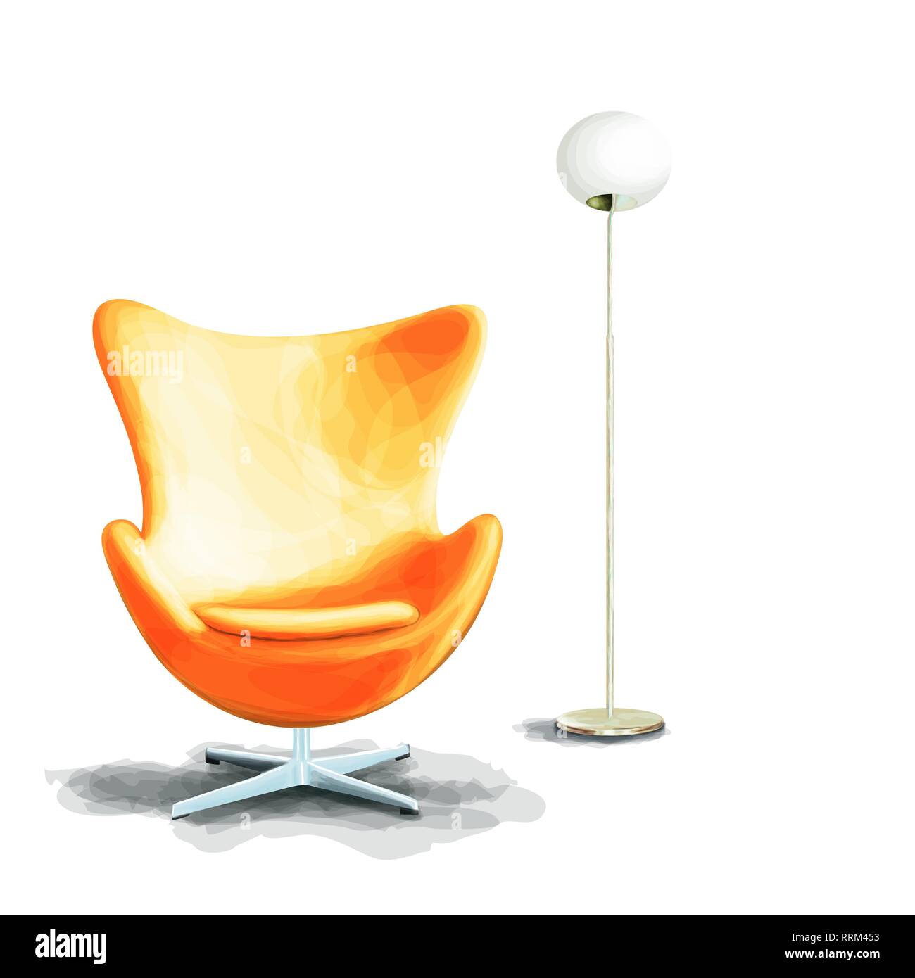 Interior watercolor decoration painting on vector Stock Vector Image ...