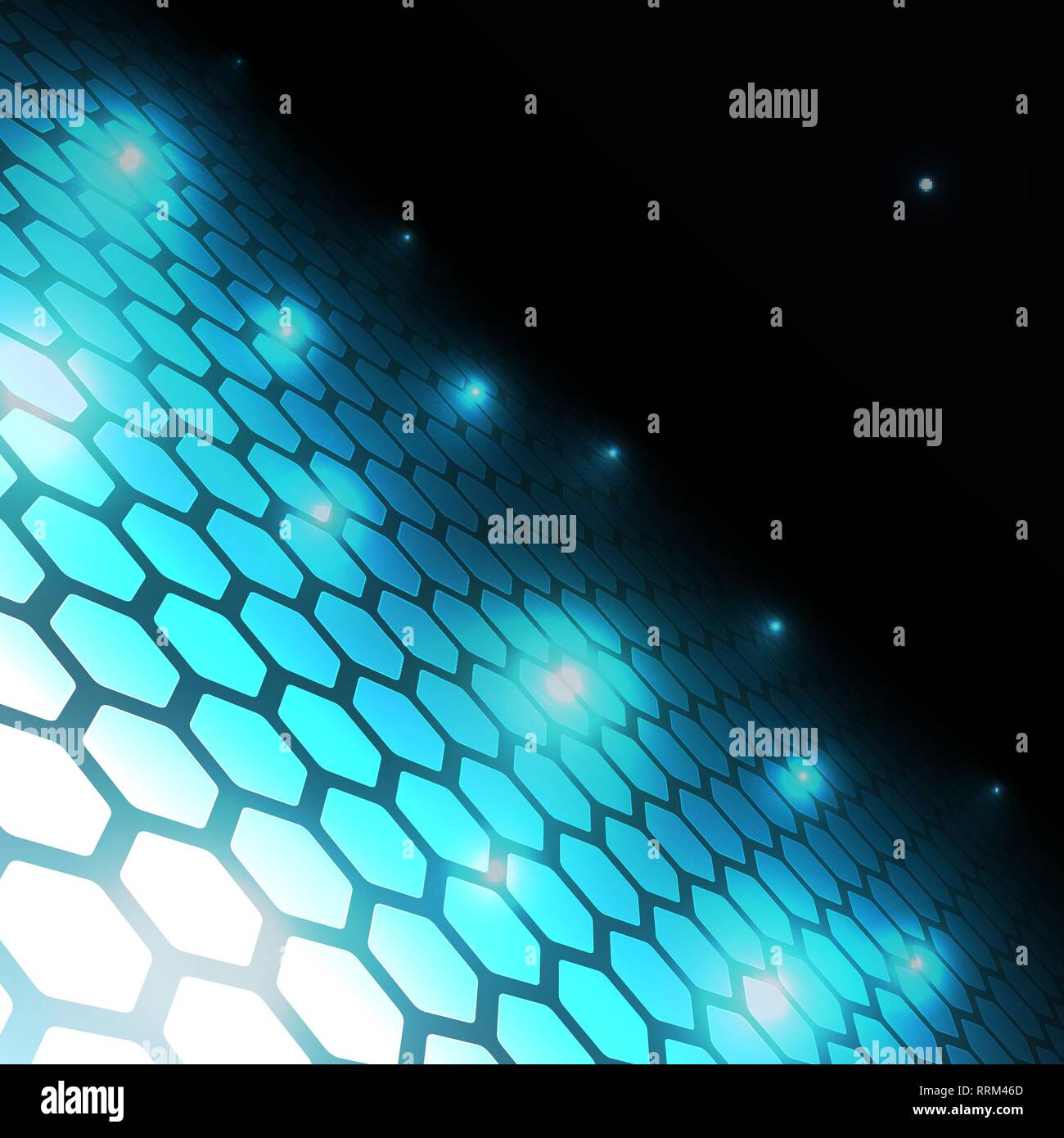 Blue light abstract on dark background with hexagon net shape Stock ...