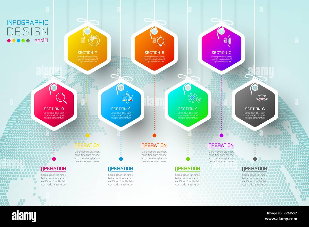 Business hexagon labels shape infographic groups bar Stock Vector Image ...