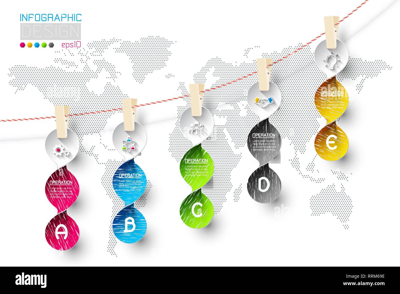 Business infographic with 5 steps hanging on clotheslined Stock Vector ...