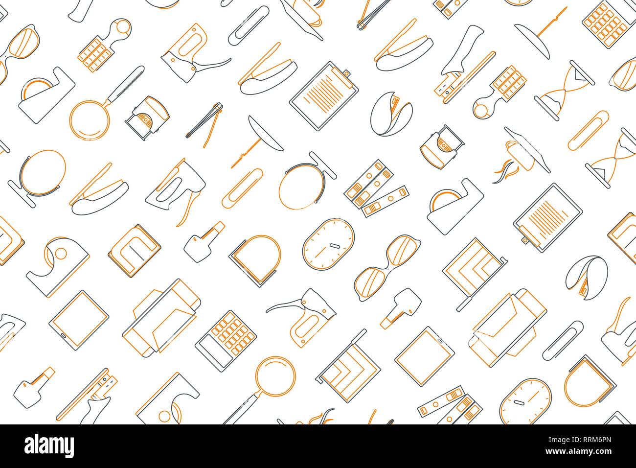 Clip art of office elements arrange on seamless background Stock Vector ...