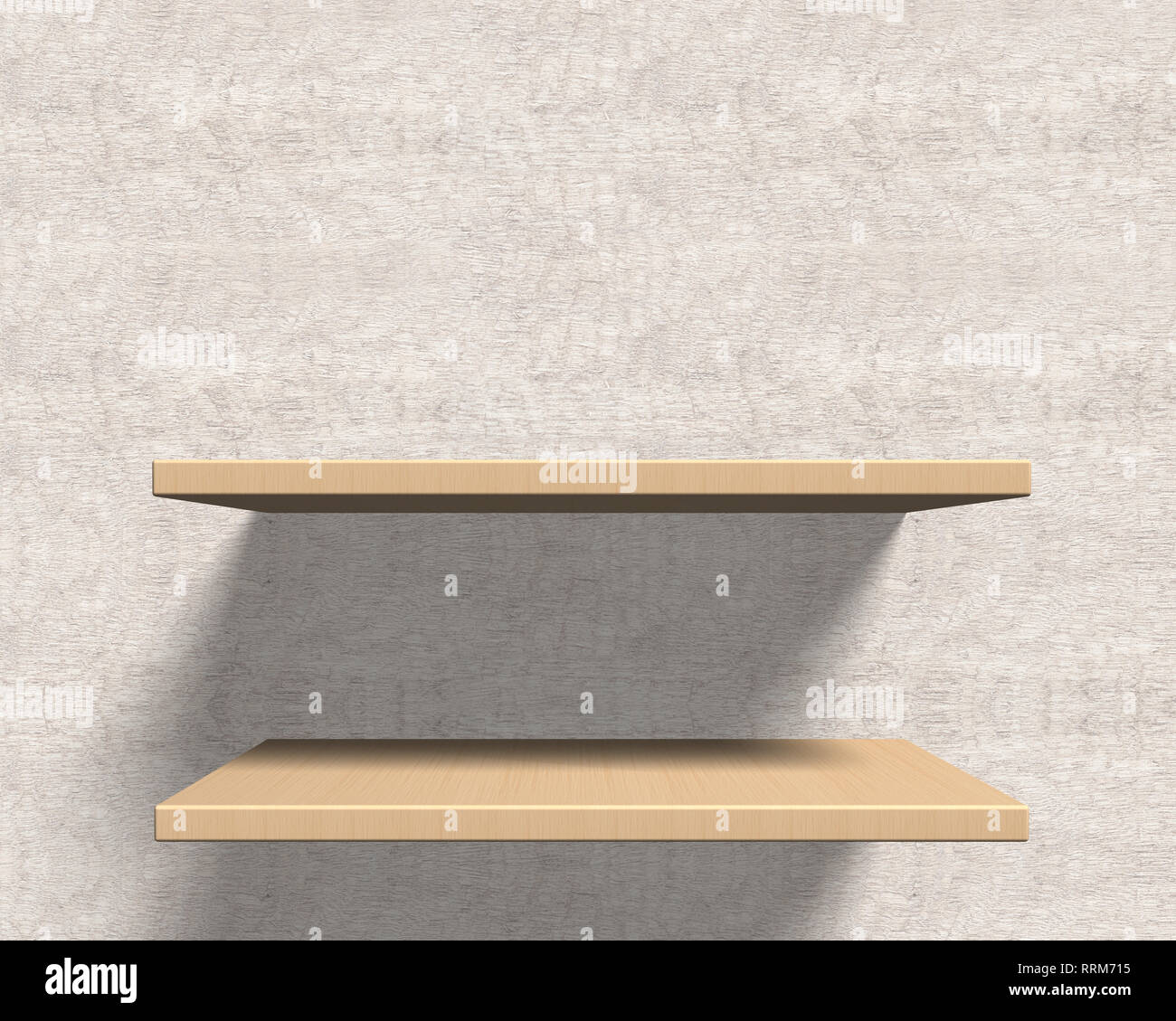 Empty wooden shelves on the wall with shadow Stock Photo - Alamy