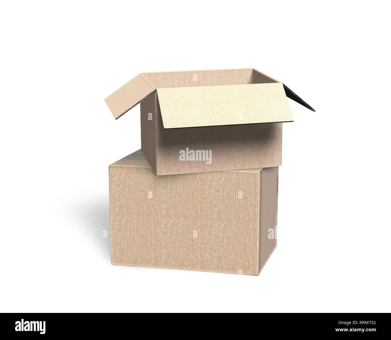 Stack of cardboard boxes, isolated on white background, 3D illustration ...