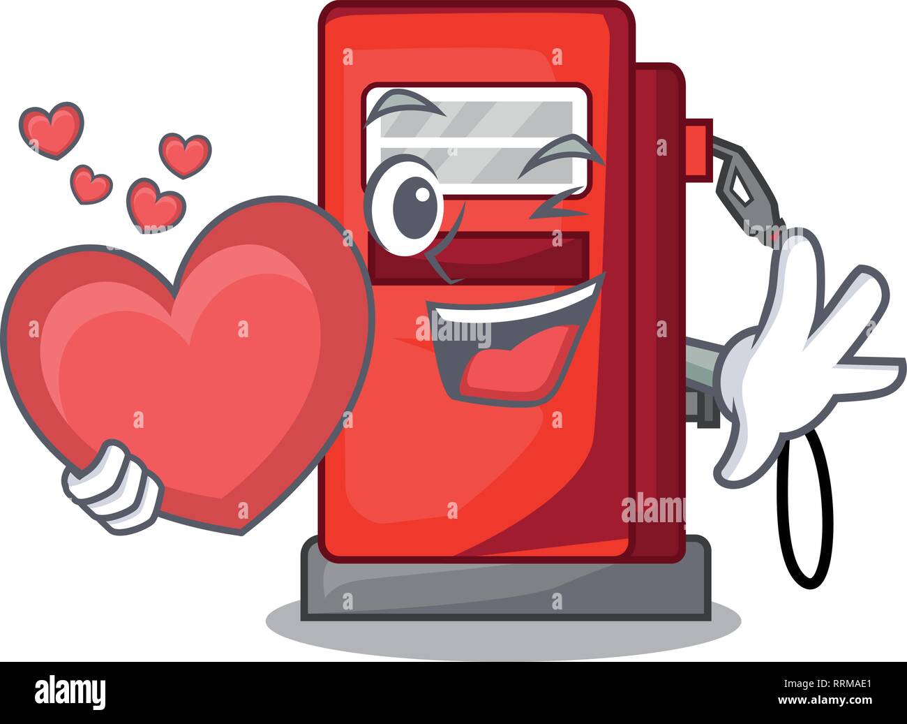 With heart miniature gosoline pumps in cartoon shape Stock Vector Image ...