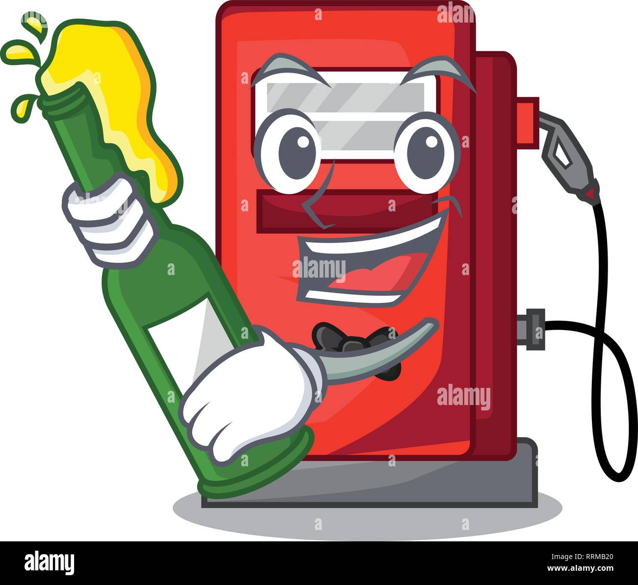 With beer gosoline pump front the cartoon house Stock Vector Image ...