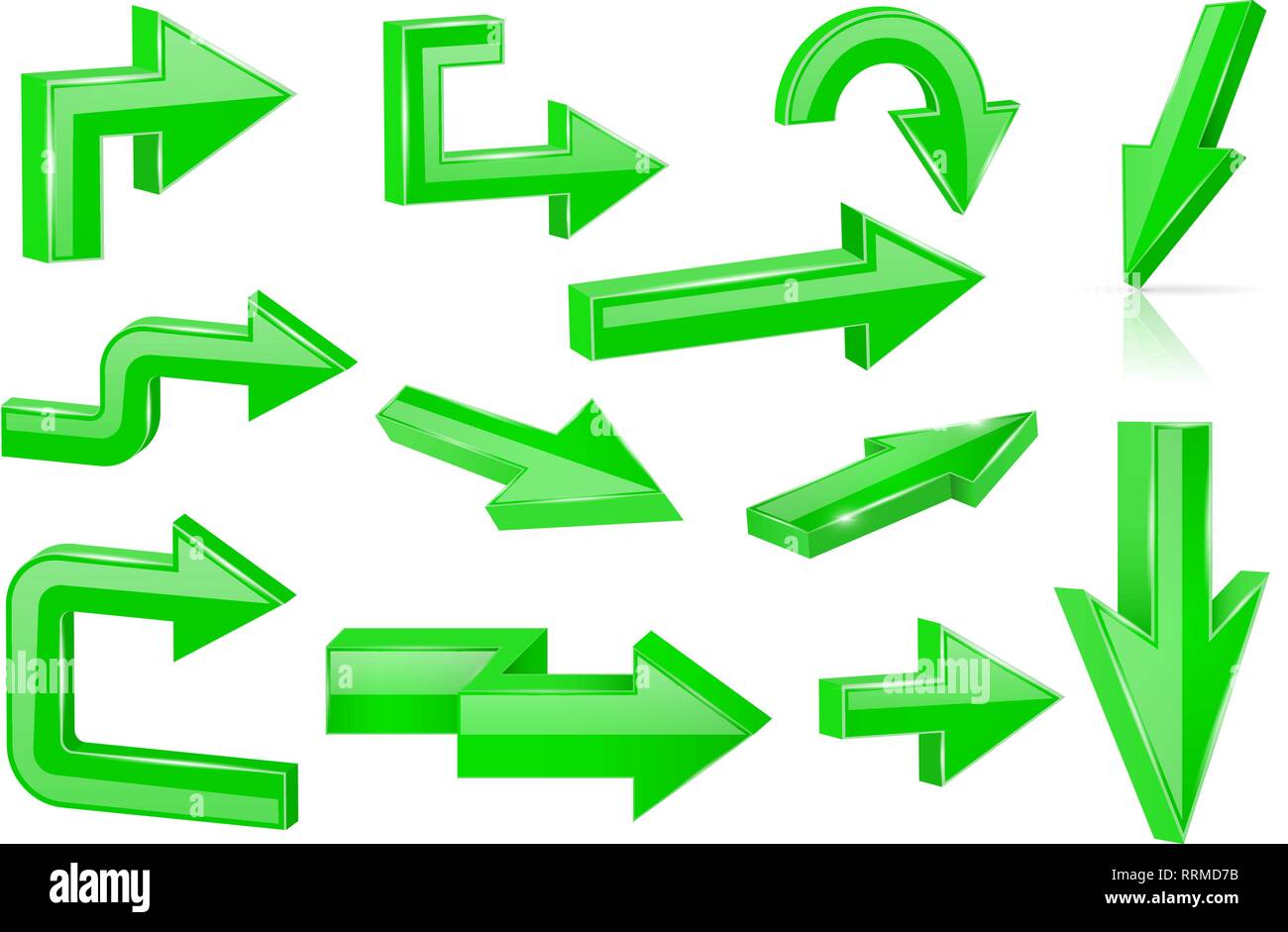 Set of green arrows. Shiny 3d web icons Stock Vector Image & Art - Alamy