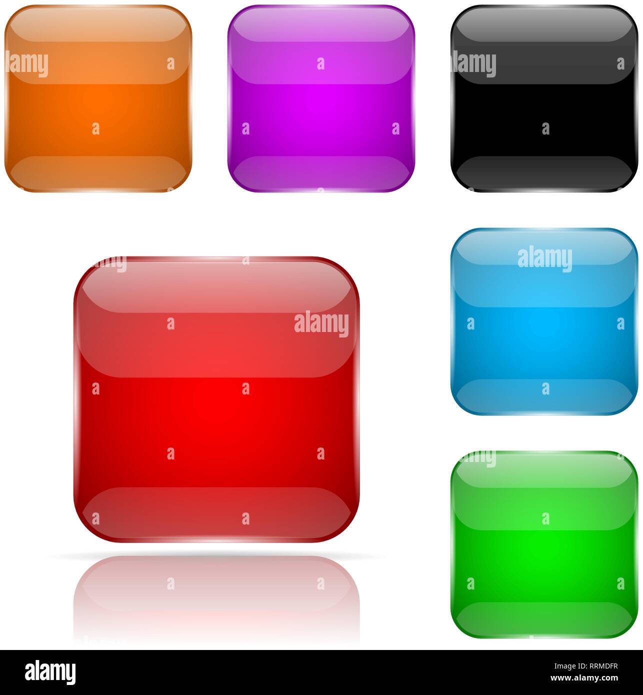 Colored 3d glass buttons. Square icons Stock Vector Image & Art - Alamy