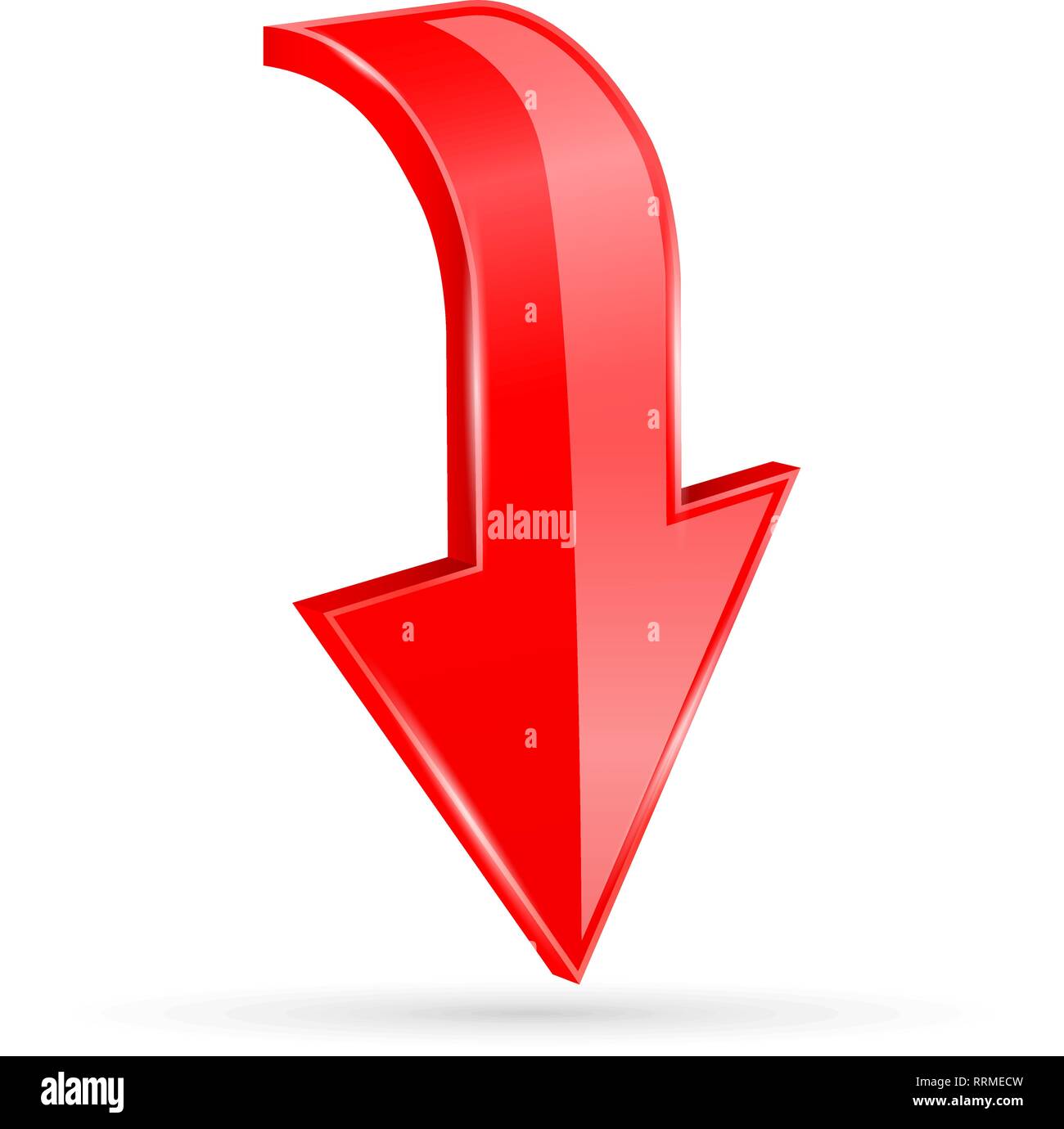 3d Red Curved Arrow Shadow Stock Vector Images Alamy