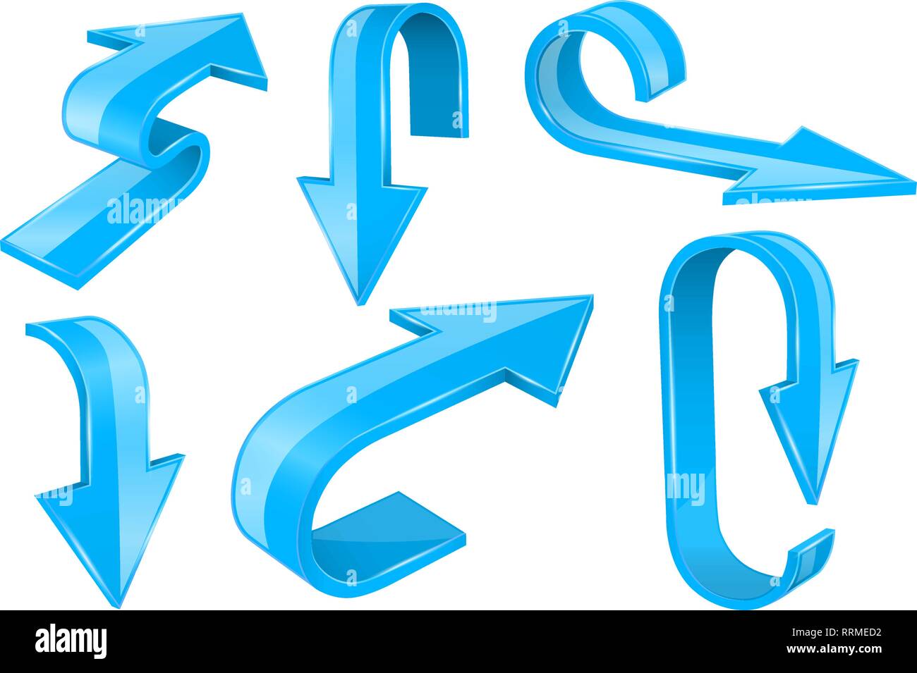 Blue bold arrows. 3d shiny signs Stock Vector Image & Art - Alamy