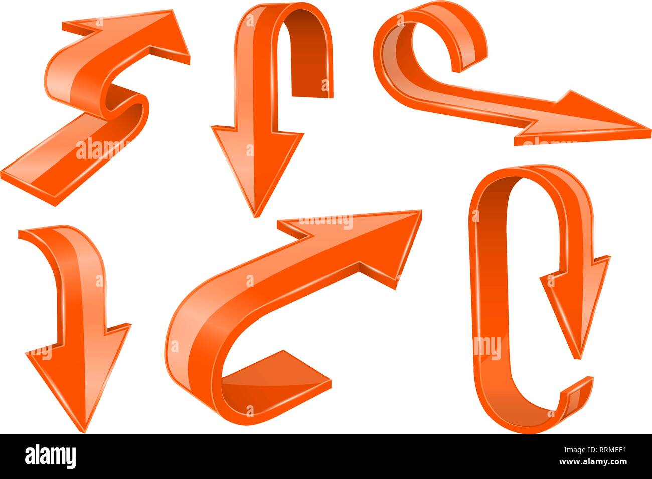 Orange Bold Arrows 3d Shiny Signs Stock Vector Image And Art Alamy
