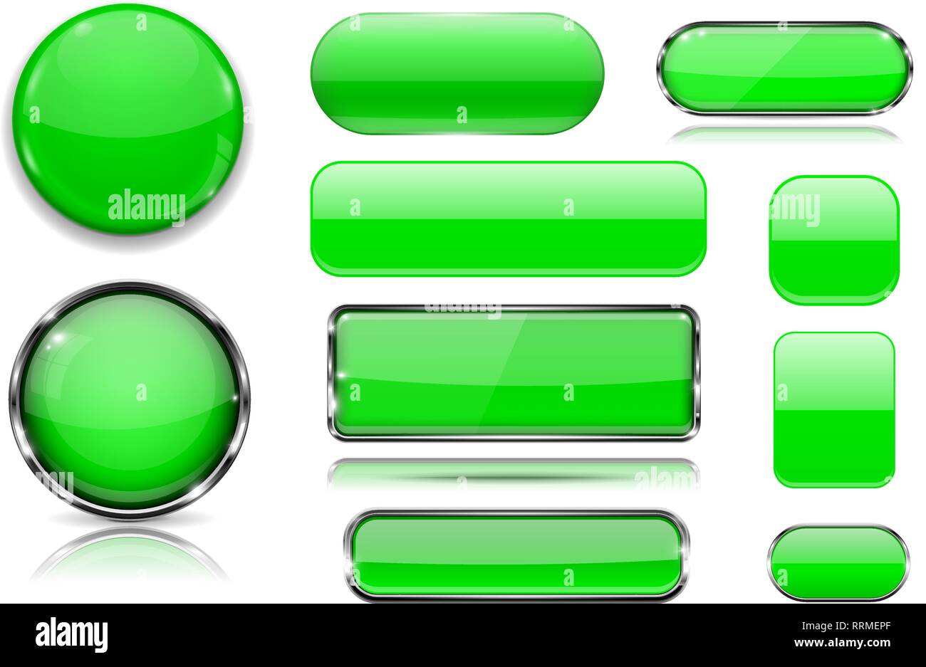 Green glass buttons. Collection of 3d icons Stock Vector Image & Art ...