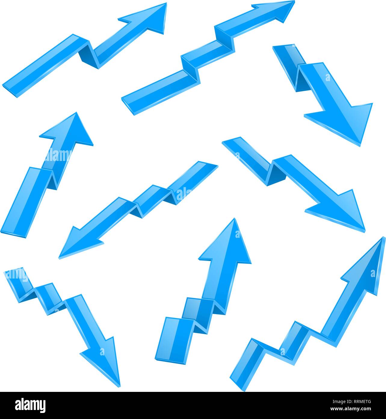 Financial indication arrows set. Blue 3d shiny icons Stock Vector Image ...