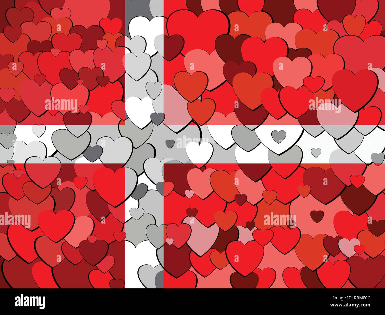 Denmark flag made of hearts background - Illustration Stock Vector ...