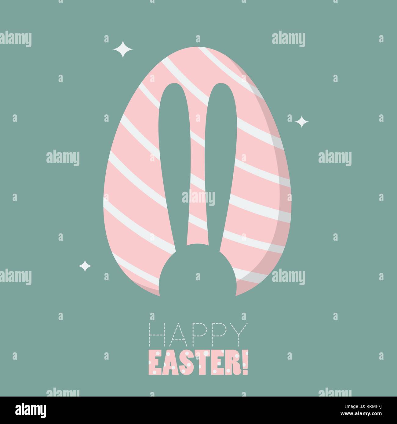 Happy easter with bunny silhouette on easter egg. Greeting card vector ...