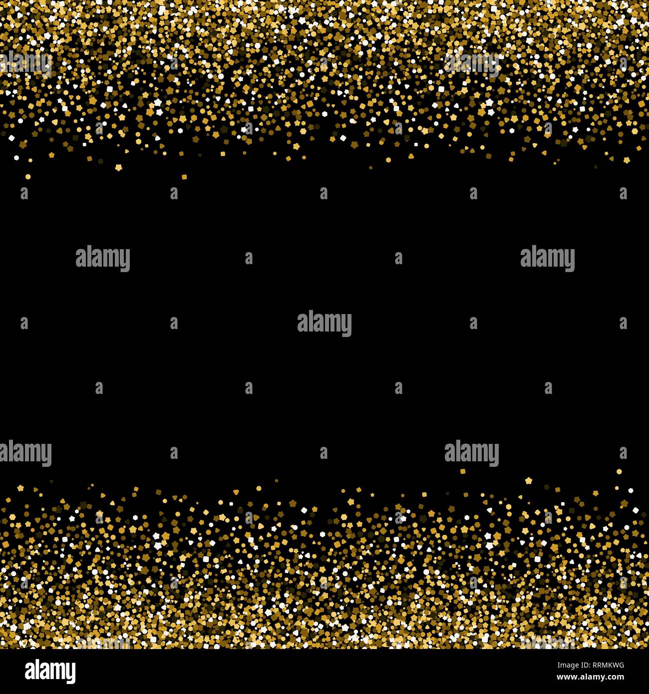 Banner with gold sequins. Top and bottom. Vector illustration. Black ...