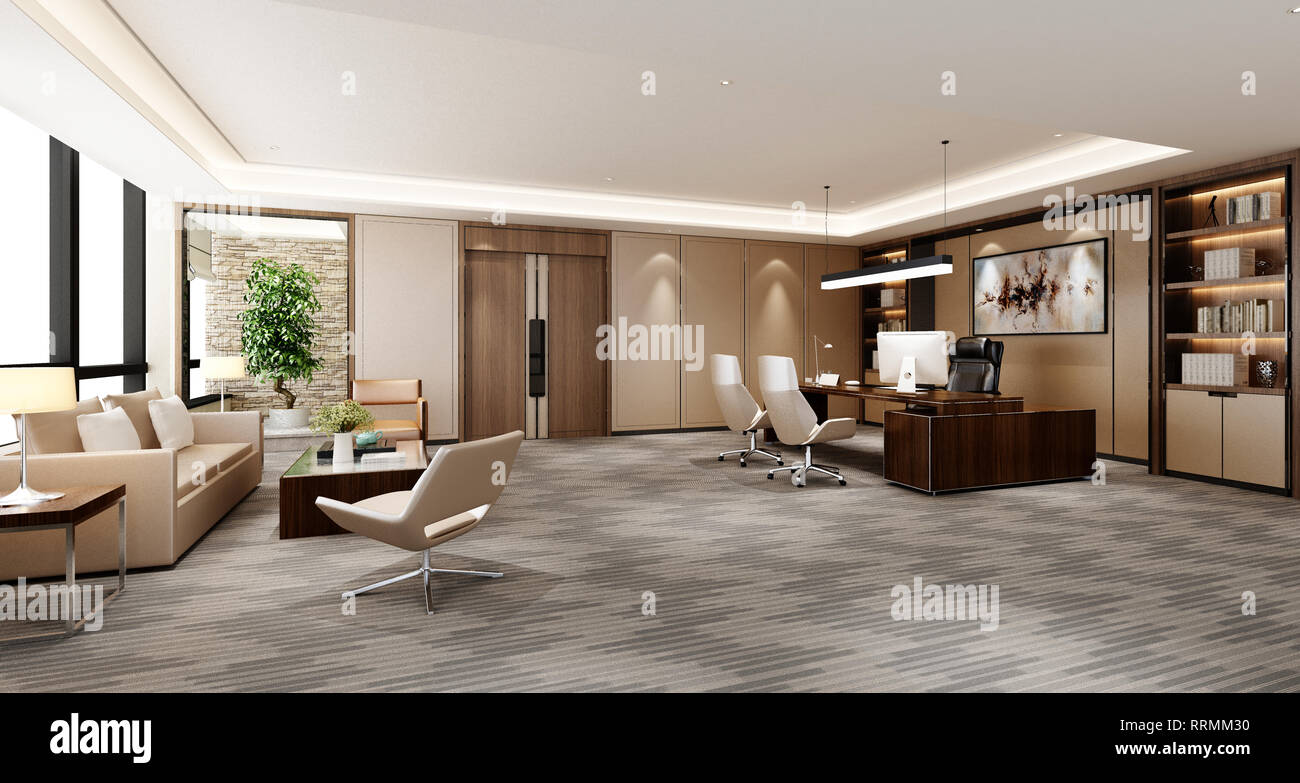 3d render modern working space Stock Photo - Alamy