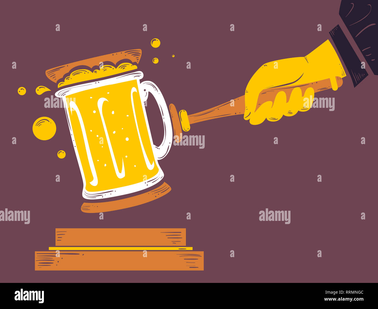 Illustration of a Beer Mug as a Gavel Used by a Judge. Law About ...