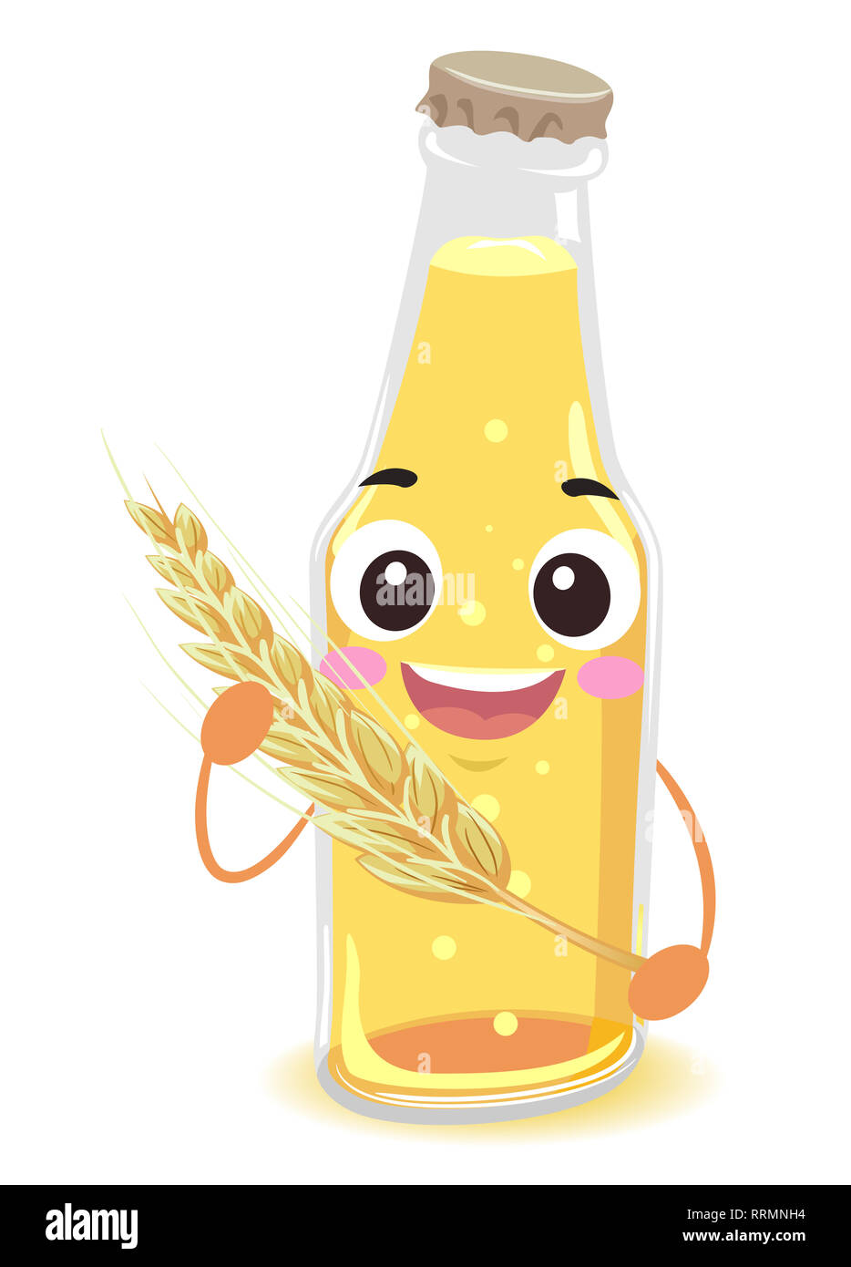 Illustration of a Barley Beer Mascot Holding Barley Stock Photo - Alamy