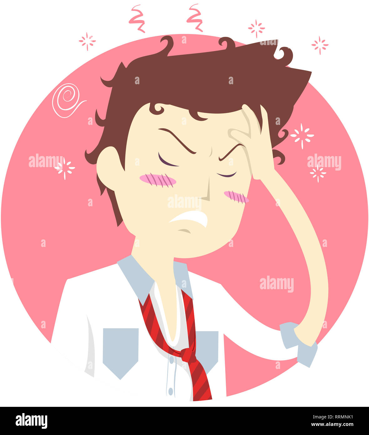 Illustration of a Man with Hangover Holding His Forehead Because of ...