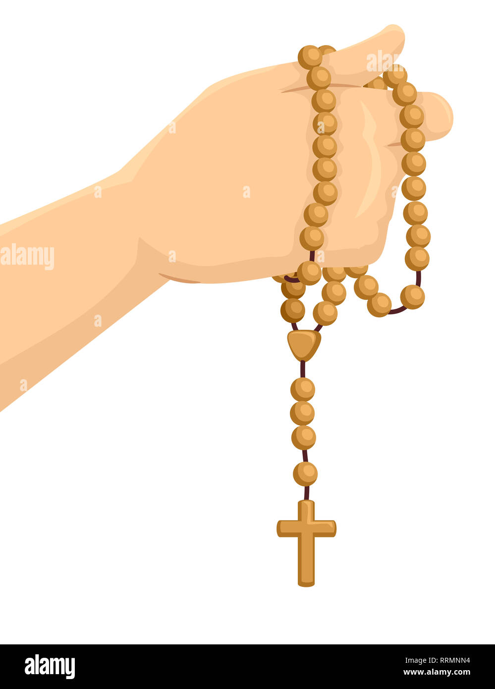 Illustration of a Hand Holding a Rosary and Praying Stock Photo - Alamy