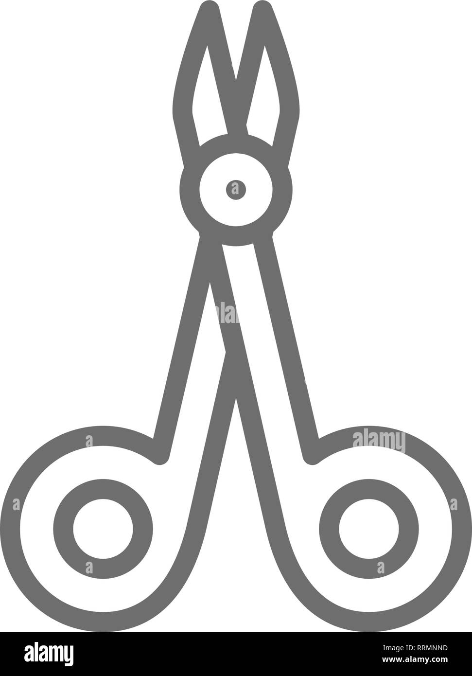 Surgical scissors, medical clamp, instruments for surgery line icon ...