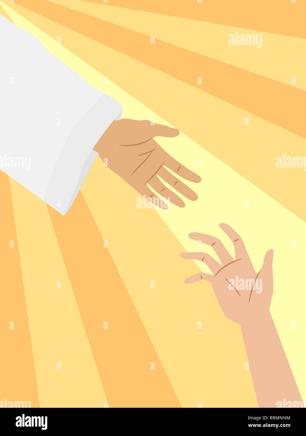 Illustration of a Preacher or Priest Hand with Light Rays with Another ...