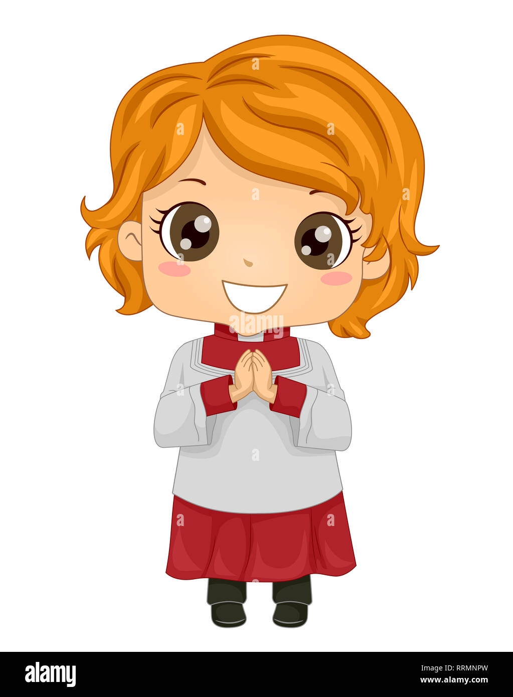 Illustration of a Kid Girl Altar Server with Hands Together Stock Photo ...