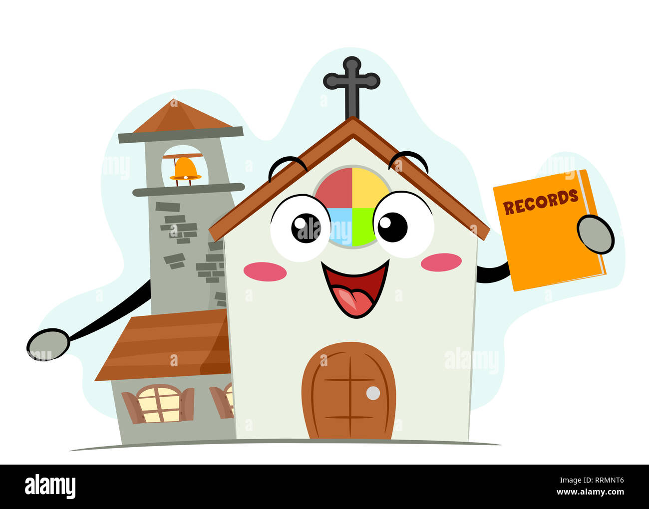 Illustration of a Church Mascot Smiling and Holding a Records Book ...