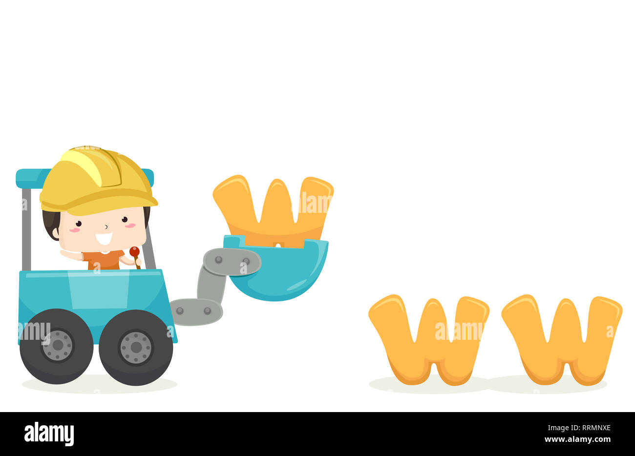 Illustration of a Kid Boy Developer Operating an Excavator Carrying WWW ...