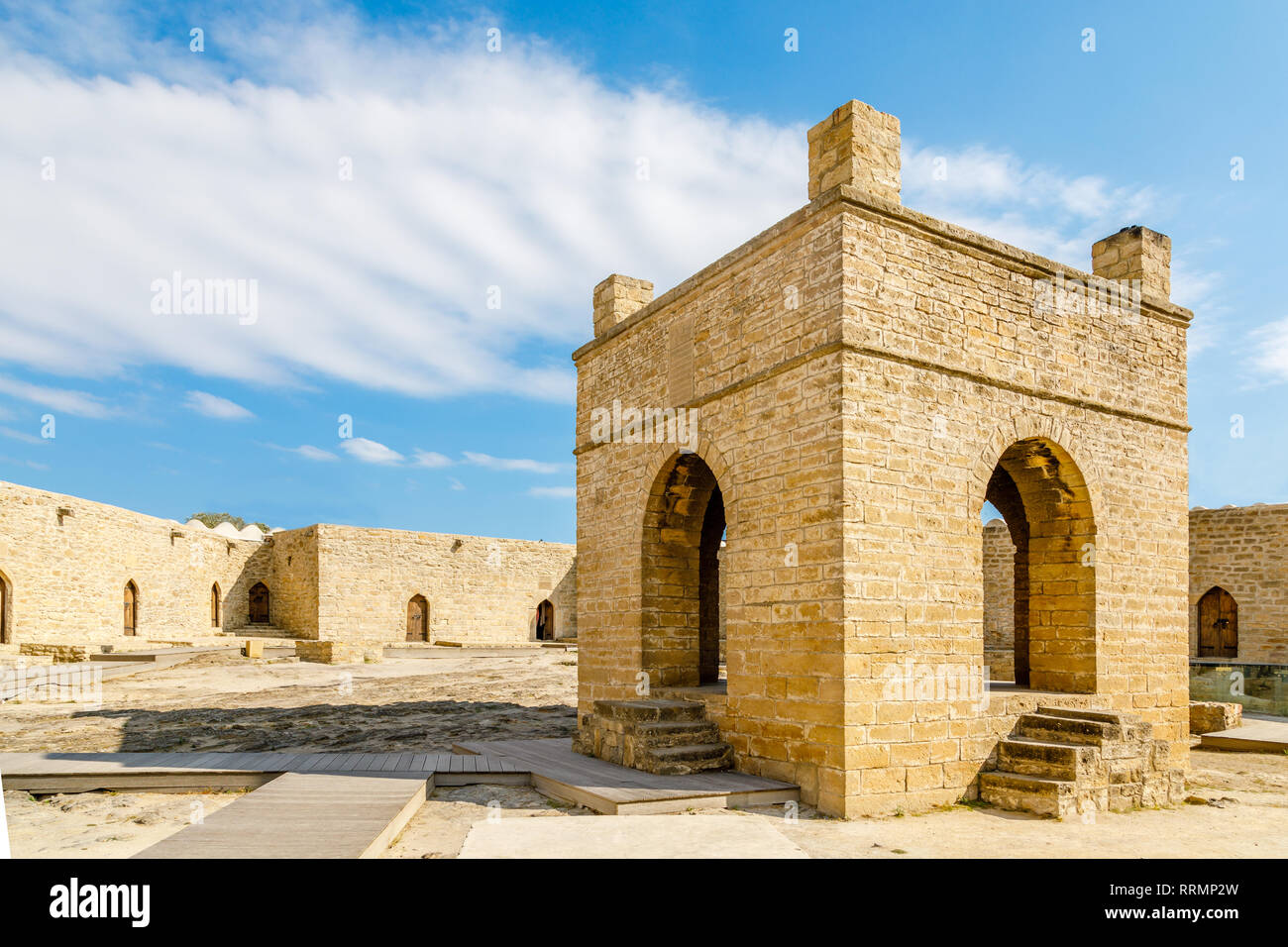 Ancient stone temple of Atashgah, Zoroastrian place of fire worship ...