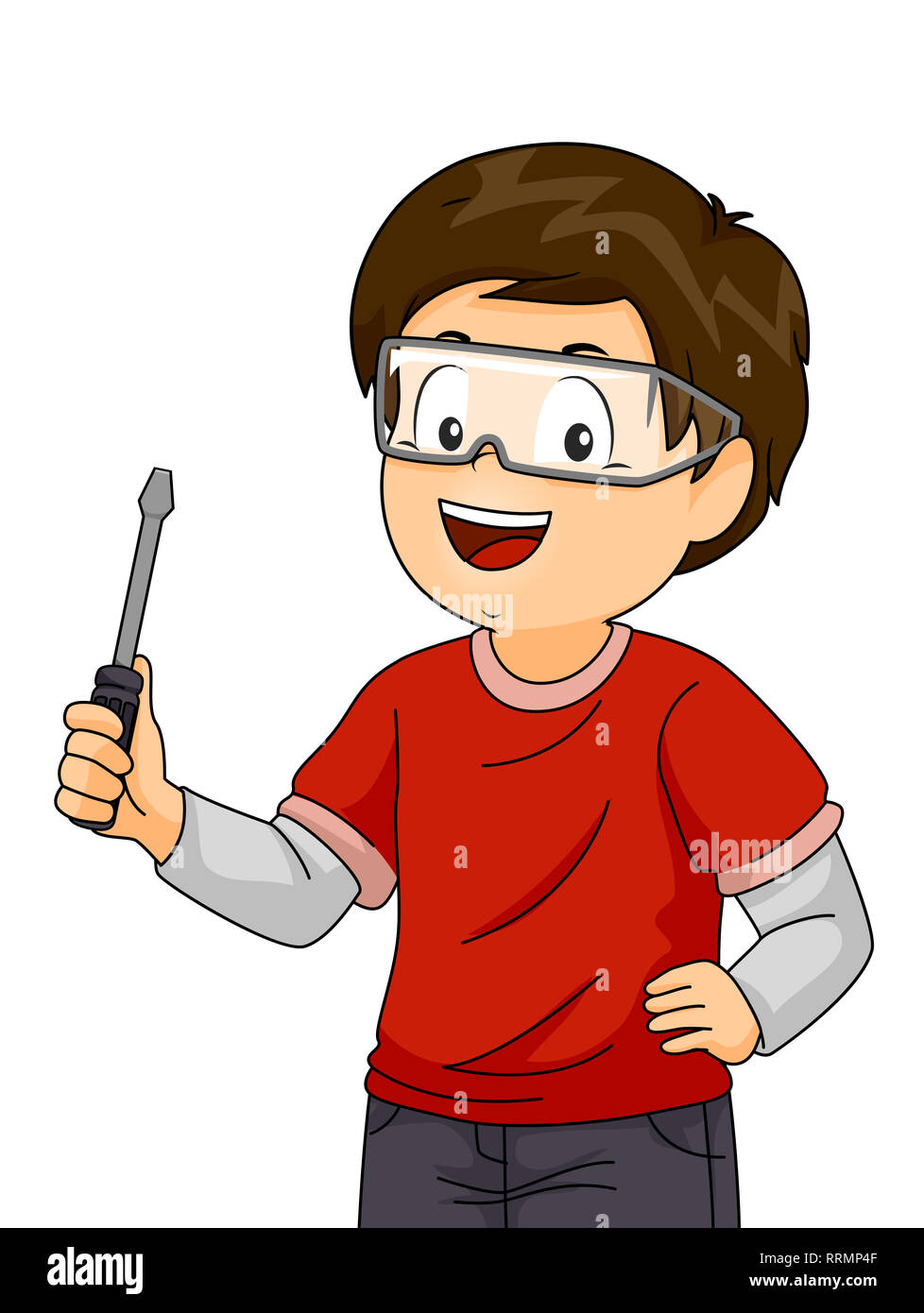 Illustration of a Kid Boy Wearing Goggles and Holding a Screwdriver ...