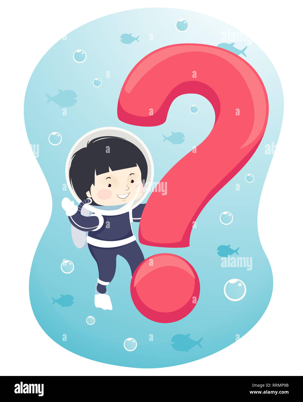 Illustration of a Kid Boy in Scuba Diving Suit Holding a Question Mark ...