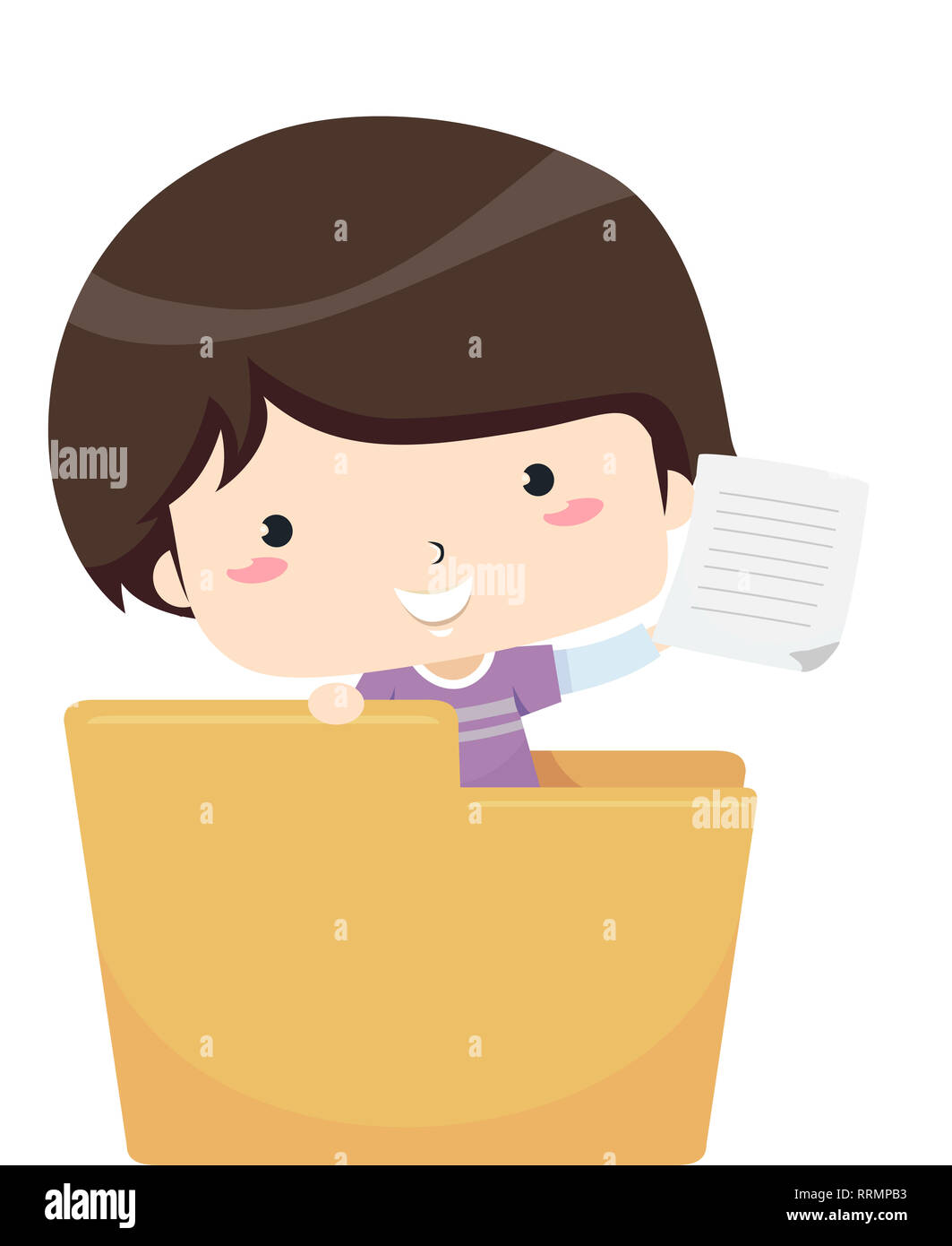 Illustration of a Kid Boy Showing a Document from Inside an Open Folder ...