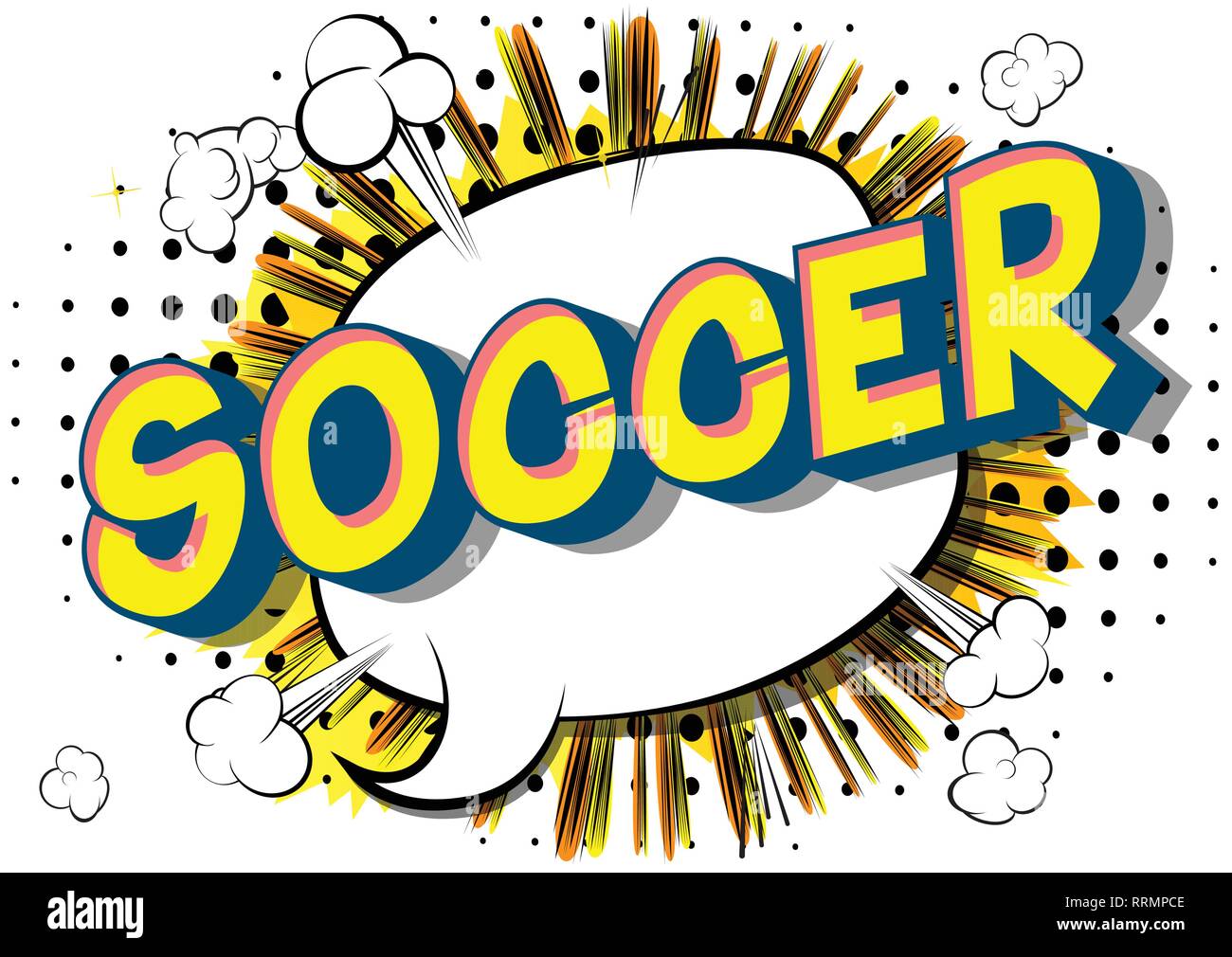 Soccer - Vector illustrated comic book style phrase on abstract ...