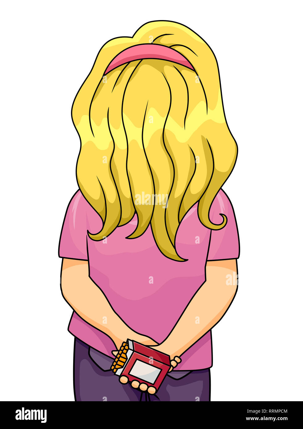 Illustration of Backside of a Kid Girl Hiding a Pack of Cigarettes ...