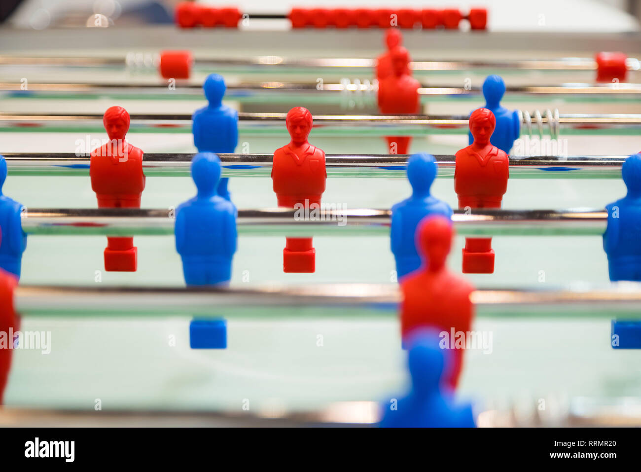 Foosball table soccer. Team sport, table football players game ...