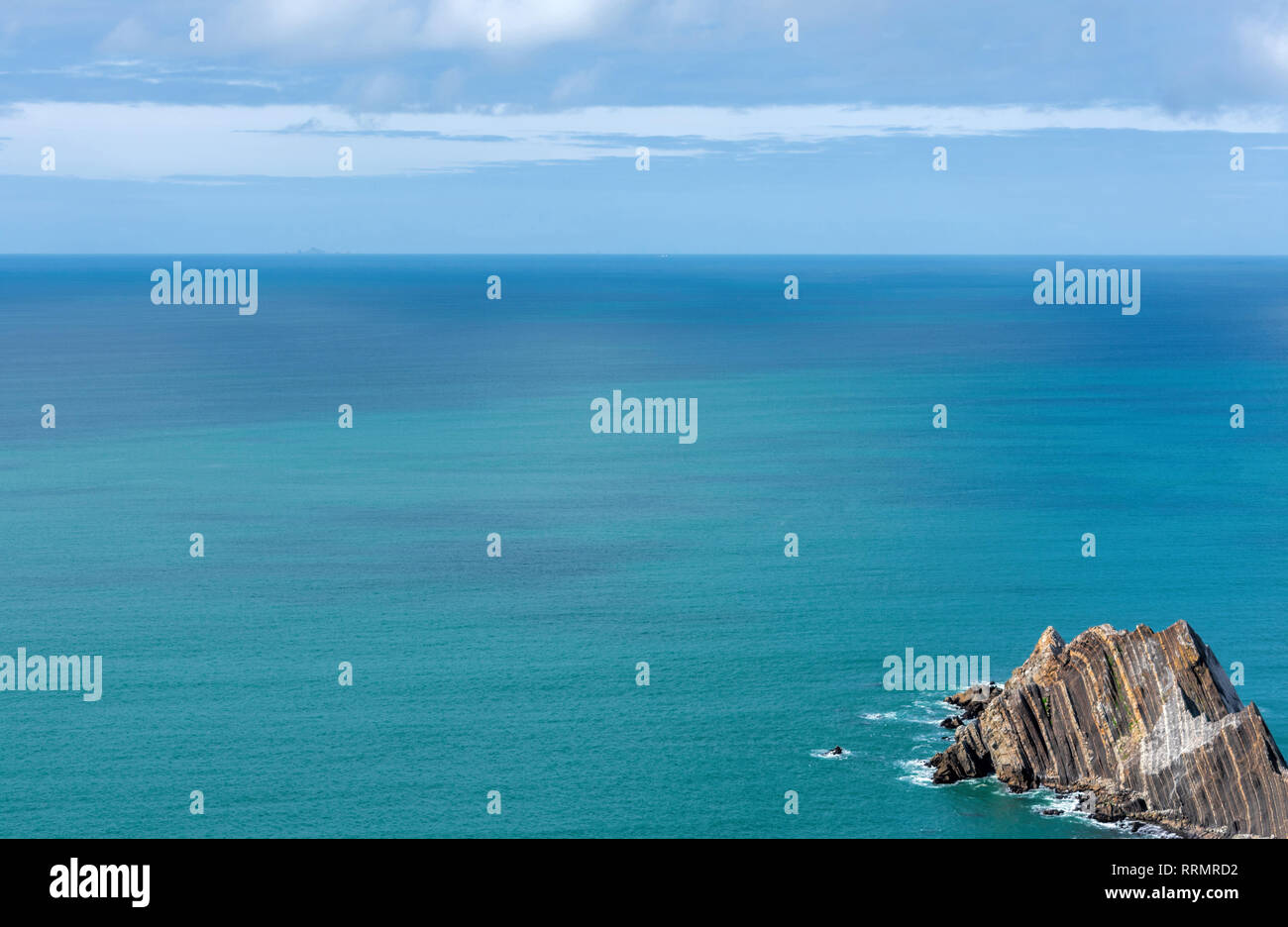 Beautiful amazing blue sea ocean water and clean white cloud sky ...