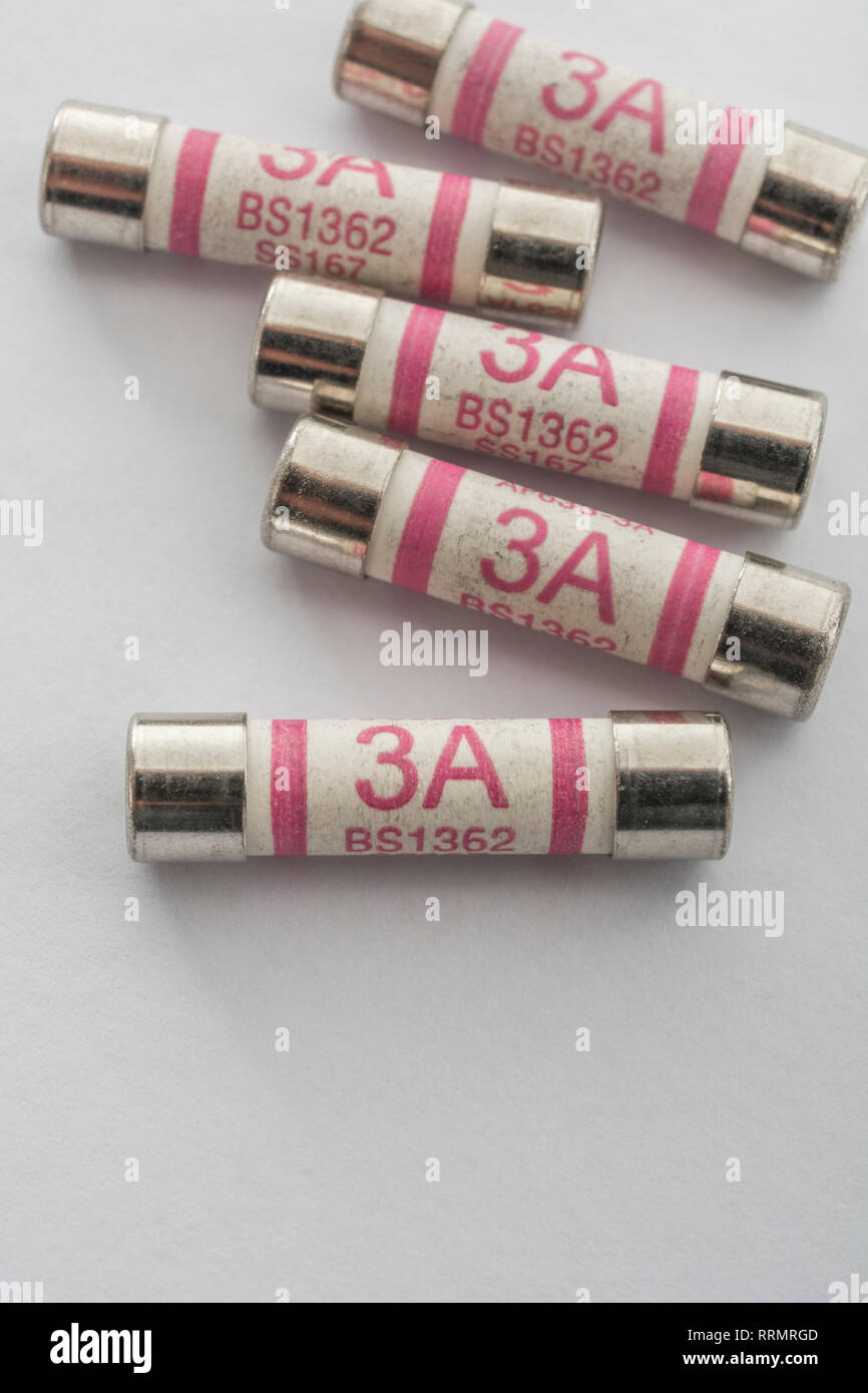 3 Amp household ceramic cartridge fuses Stock Photo - Alamy